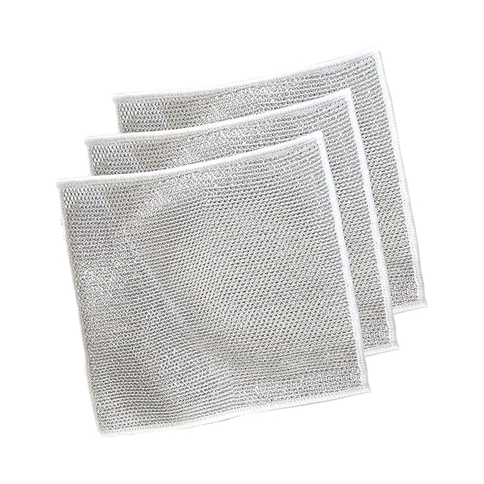 Double Layer Scrubbing Cloth / Multipurpose Wire Mesh Cleaning Pad ...